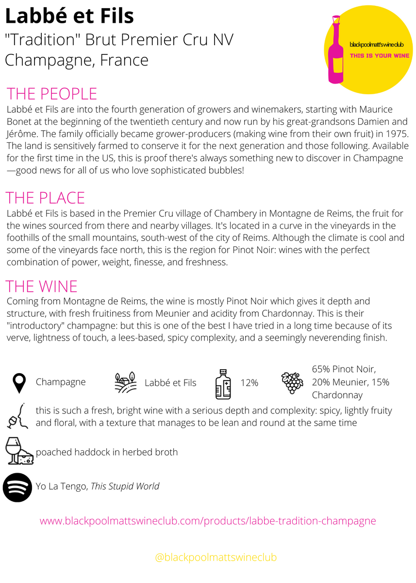 Labbé et Fils "Tradition" Premier Cru Brut Champagne NV – blackpoolmatt ...