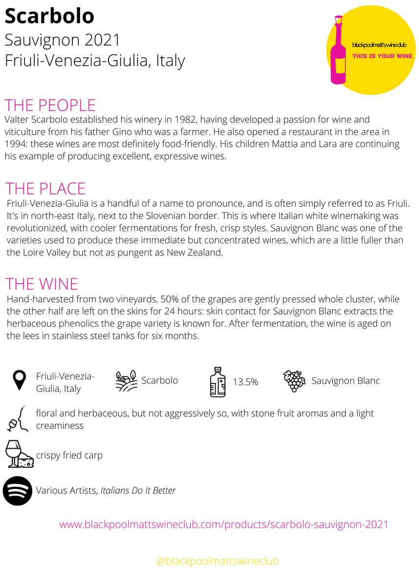 Scarbolo Sauvignon Friuli-Venezia-Giulia 2021 – blackpoolmatt's wine club